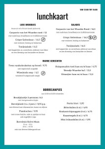 Menukaart - Brasserie De Halve Maan